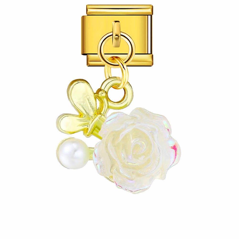 Dangling Rose Italian Charm (9mm) | Fits All Italian Charm Bracelets ...
